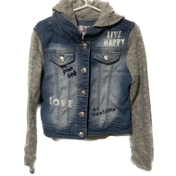 Justice | Jackets & Coats | Justice Girls Knit And Denim Button Front ...